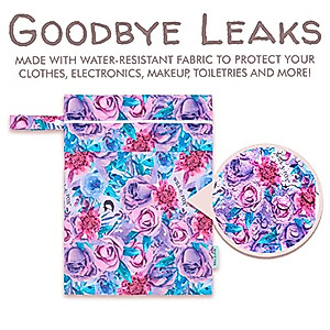 Reusable Swim Diaper & Wet Bag for Babies, Infants & Toddlers 0-2 Years Adjustable Girls Swimming Diaper & Water Resistant Swim Bag – Floral – 1 Pack by Will & Fox