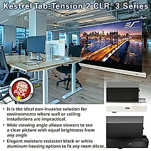 EliteProjector Screens Kestrel Tab-Tension CLR3, 101" Diag. 16:9, Ultra-Short Throw Ceiling Ambient Light Rejecting (CLR®/ALR) Electric Floor-Rising Projector Screen, Black Casing, FTE101UH2-CLR3