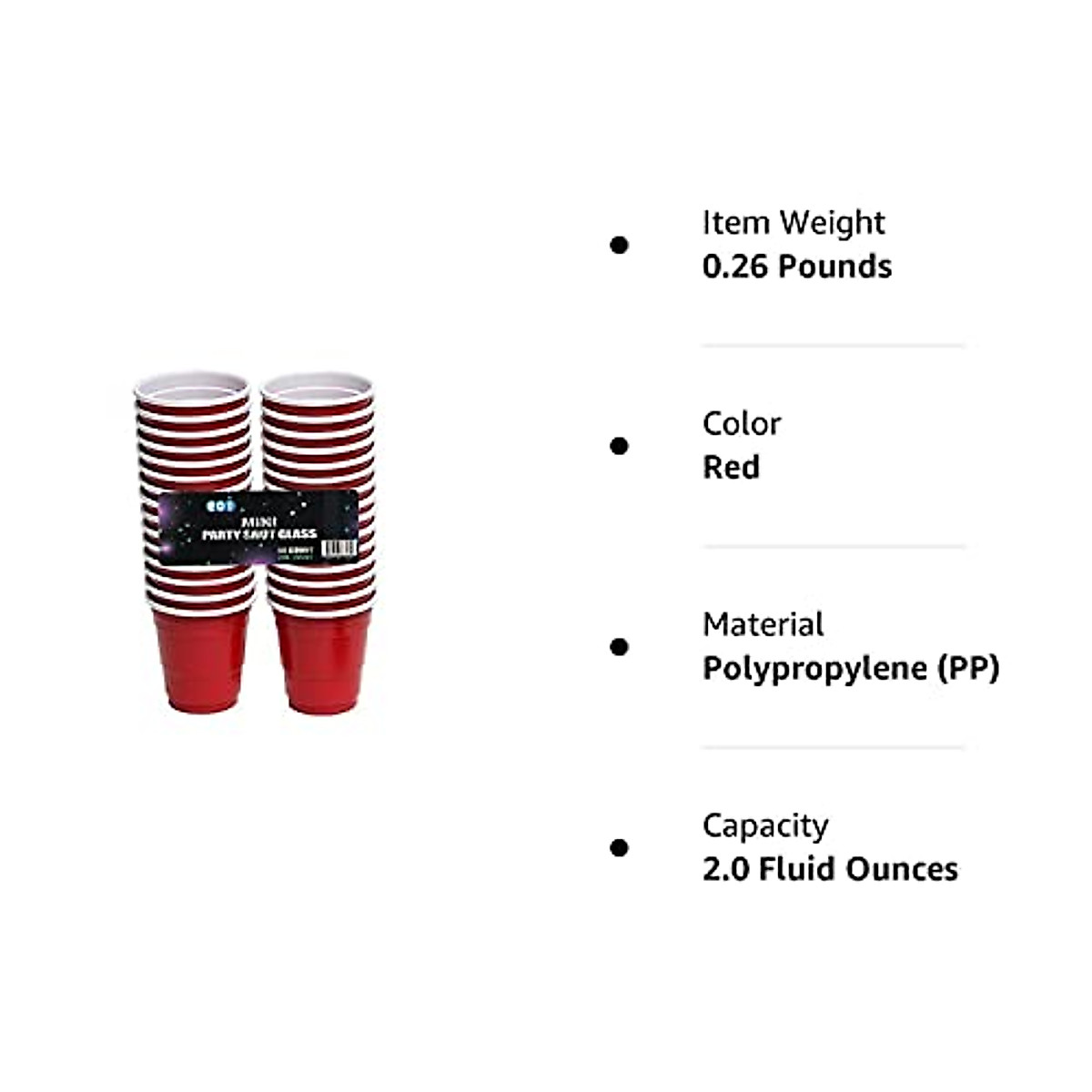 EDI Disposable Red Plastic Mini Party Shot Glasses 2 oz, 40-Piece