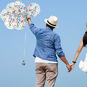 Sumind 18 Pcs Sprinkle Confetti Balloons, 12 Inch Clear Donut Balloons with Confetti Ice Cream Party Decorations Rainbow Multicolored Confetti Balloons, Wedding Engagement Bridal, Graduation, Proposal