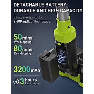 BIUBLE Cordless Electric Mop, Dual Spin Mops for Floor Cleaning, LED Headlight / Stand-Free / Water Sprayer, Rechargeable Scrubber Cleaner Mops with 300ML Water Tank for Multi Floors, Self-Propelled