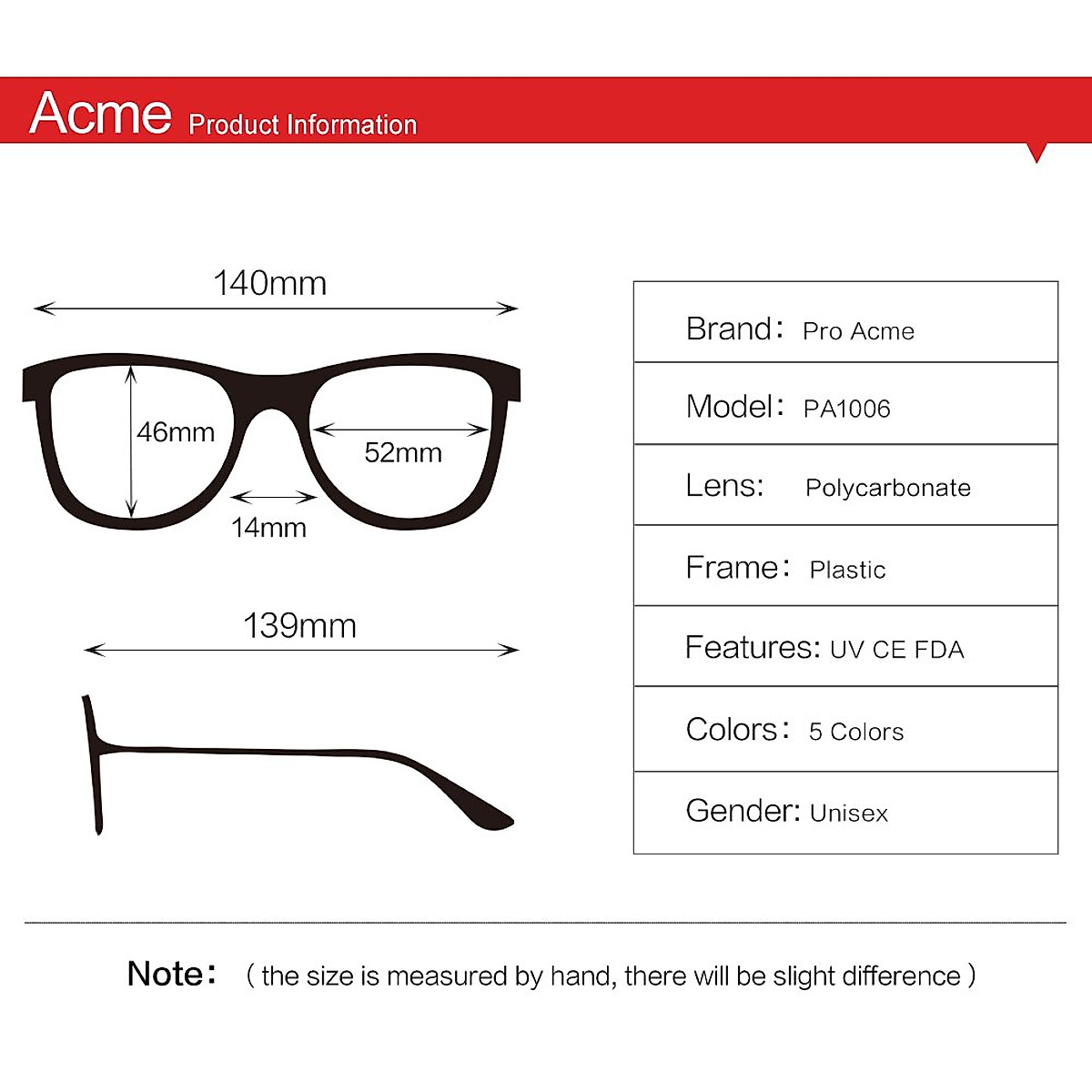 Pro Acme Non-prescription Glasses Frame Clear Lens Eyeglasses (Matte Black)