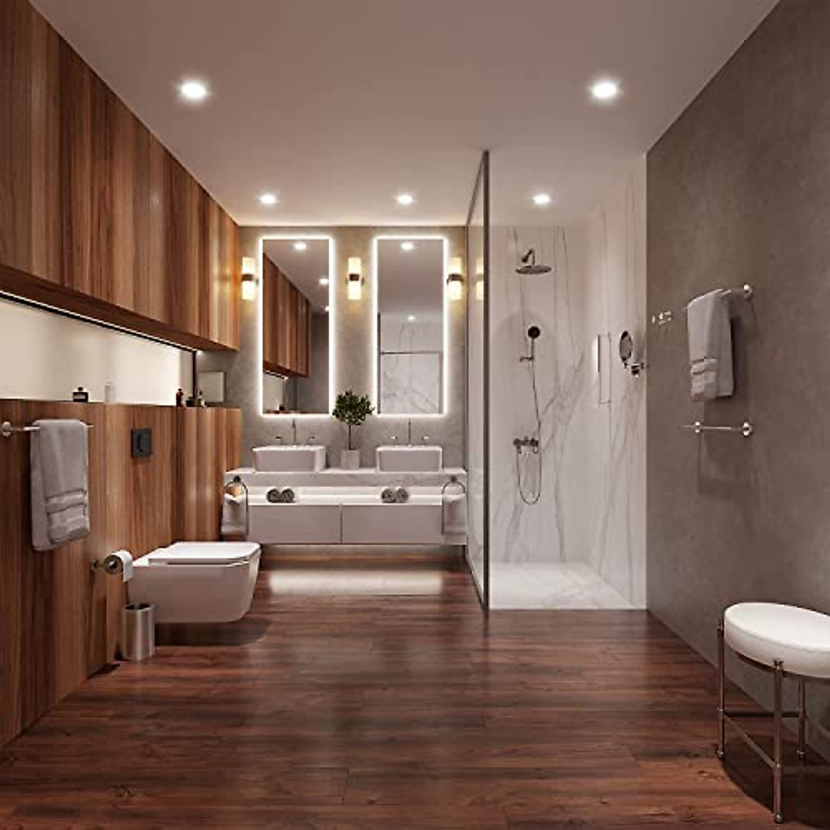 Gatco 1284 Modern Glam Double Hook, Chrome/Wall Mounted Two Hooks with 6.50" Mounting Base