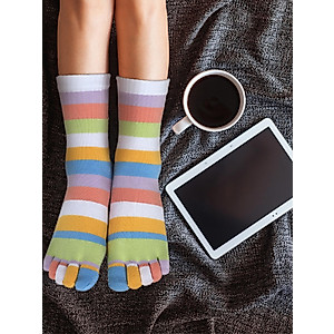 Bencailor 5 Pairs Women's Toe Socks Cotton Five Toe Finger Socks Toe Separator Socks for Women Men Athletic (Lovely Color)