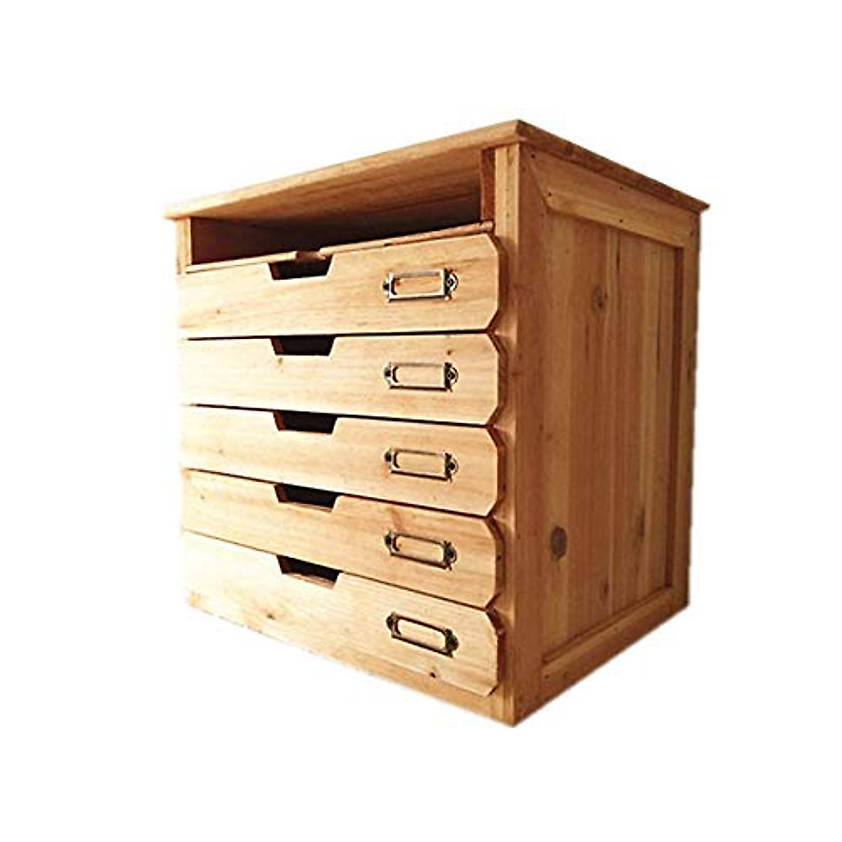 5 Flat Drawer Organizer for Home or Office Desk - Wooden Chest of Drawers - File Organizer with Drawers & 1 Paper Tray Slot - Desk Organizer w/ Storage Drawers & Label Holders - Wood File Box