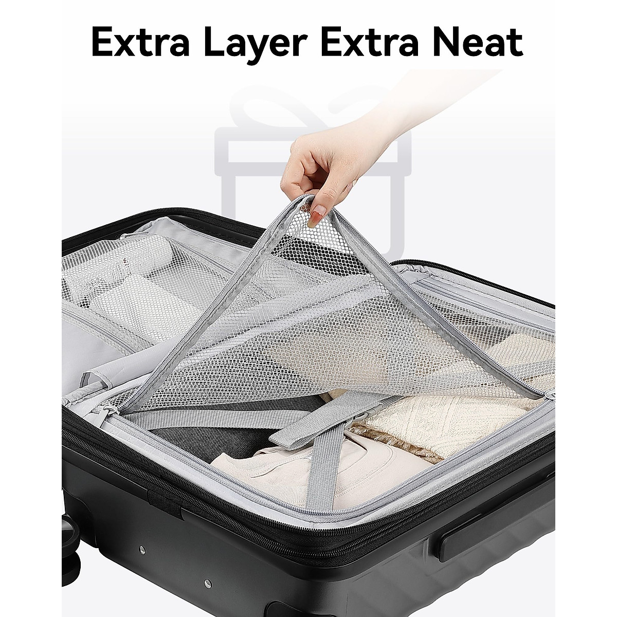 LUGGEX 28 Inch Luggage with Spinner Wheels - 90L Polycarbonate Hardside Expandable Large Suitcase Checked (Champagne, 28 Inch)