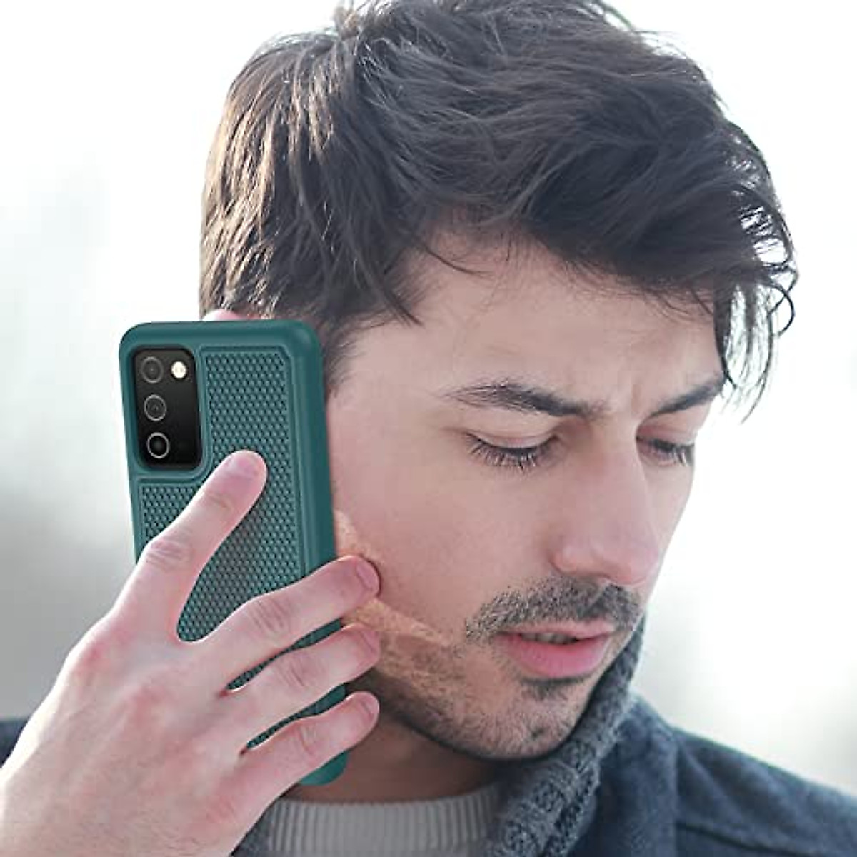 BNIUT for Samsung Galaxy A03s Case Shockproof: Dual Layer Protective Heavy Duty Cell Phone Cover Rugged with Non Slip Textured Back - Military Protection Bumper Tough - 6.5inch (Dark Green)