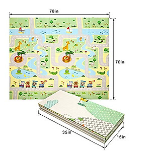 Play Mat, Baby Foldable Play Mat Crawling Mat Extra Large Foam Mat Reversible Baby Crawling Mat Non Toxic Waterproof for Infants Toddlers Thicker