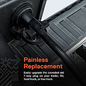 8ft 7-Way Trailer Plug Cord Wiring Harness [7-Pin Trailer Wire Cable] [Brake & Light Control] [10-14AWG] 7 Prong Trailer Light Cord Wiring Connector for RV