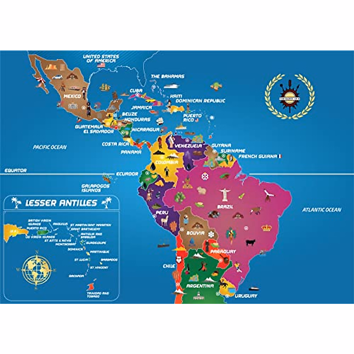Latin America & Caribbean Map Puzzle – Map of South America – Jigsaw Puzzle-Educational History – 100 Piece Puzzles –The New World Continent – Mexico | Brazil | Chile | Peru | Colombia | South America