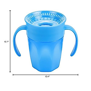 Dr. Brown's Milestones Cheers 360 Cup Spoutless Transition Cup with Handles for Easy Grip & Leak-Free Learning, Blue, 7oz/200mL, 6m+ (Colors May Vary)
