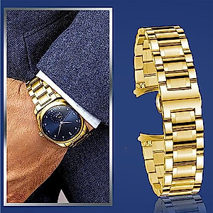 Niziruoup 22mm Stainless Steel Watch Band Universal Metal Watch Strap Smartwatch Replacement Band Men Women fit Most Traditional Watches, Stainless Steel, Gold