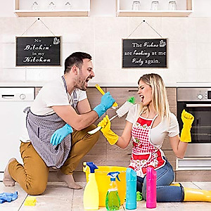 Jetec 2 Pieces Funny Kitchen Signs No Bitchin' in My Kitchen The Dishes are Looking at Me Dirty Again Wood Sign Farmhouse Kitchen Wall Decor for Home Housewarming Kitchen Decor, 12 x 8 Inch