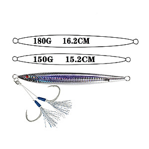 OCEAN CAT Slow Pitch Jig Flat Fall Saltwater Fishing Lures Sinking Lead Metal Flat Jigging Baits (Purple&Silver, 180g)