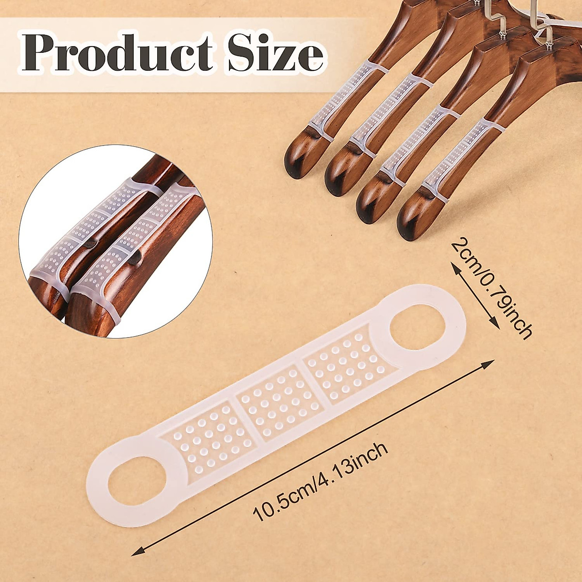 100 Pieces Clear Clothes Hanger Grips Non-Slip Rubber Clothing Hanger Strip Shoulder Strips for Wood Plastic Hangers Closet