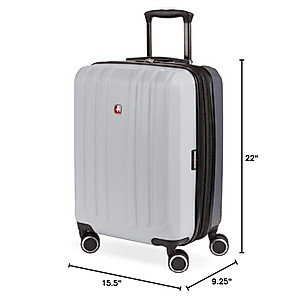 SwissGear 8028 Hardside Expandable Spinner Luggage, Light Grey/Ash Grey, Carry-On 19-Inch