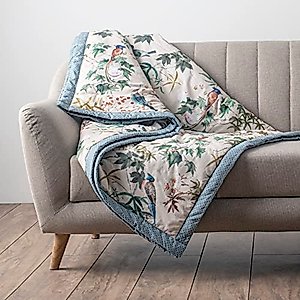Maison d' Hermine Hokuzai Cotton Throw Blanket Bohemian Bedding Lightweight and Breathable for Couch Sofa Bed Travel (50"x60")