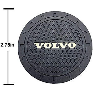JDclubs 2.75 Inch Diameter Oval Tough Car Logo Vehicle Travel Auto Cup Holder Insert Coaster Can 2 Pcs Pack (fit Volvo)