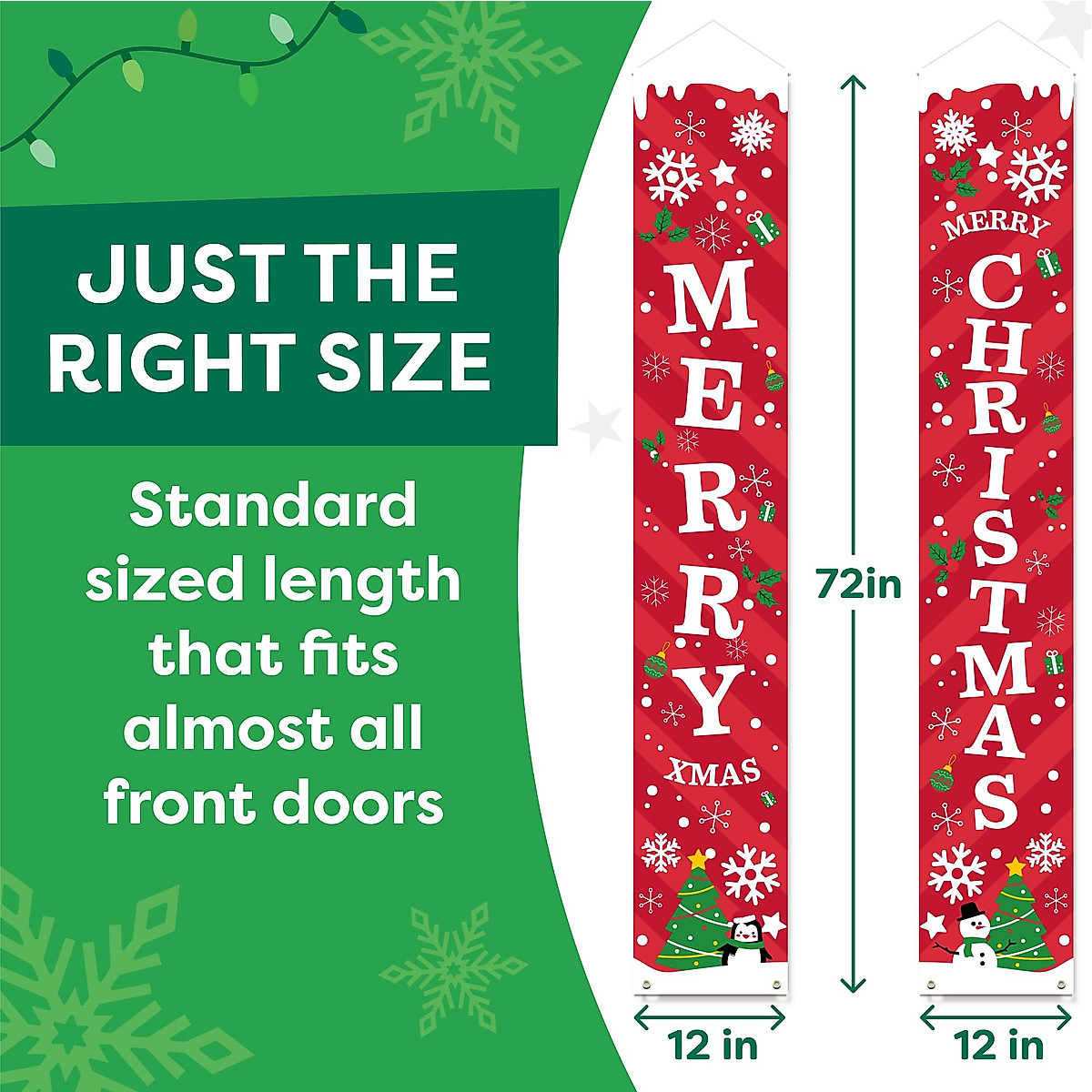 Merry Christmas Banner Sign - Christmas Front Porch Door Decorations - Outdoor Xmas Decor - Red Merry Christmas Sign for City, Country Clearance Wall Hanging Outside
