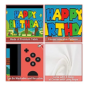 Mario Backdrop Super Brother Adventure Background Themed Party Birthday Party Decorations Super Bros Mario Themed Birthday Party Baby Shower Supplies Studio Props,82.7*27.6 Inch