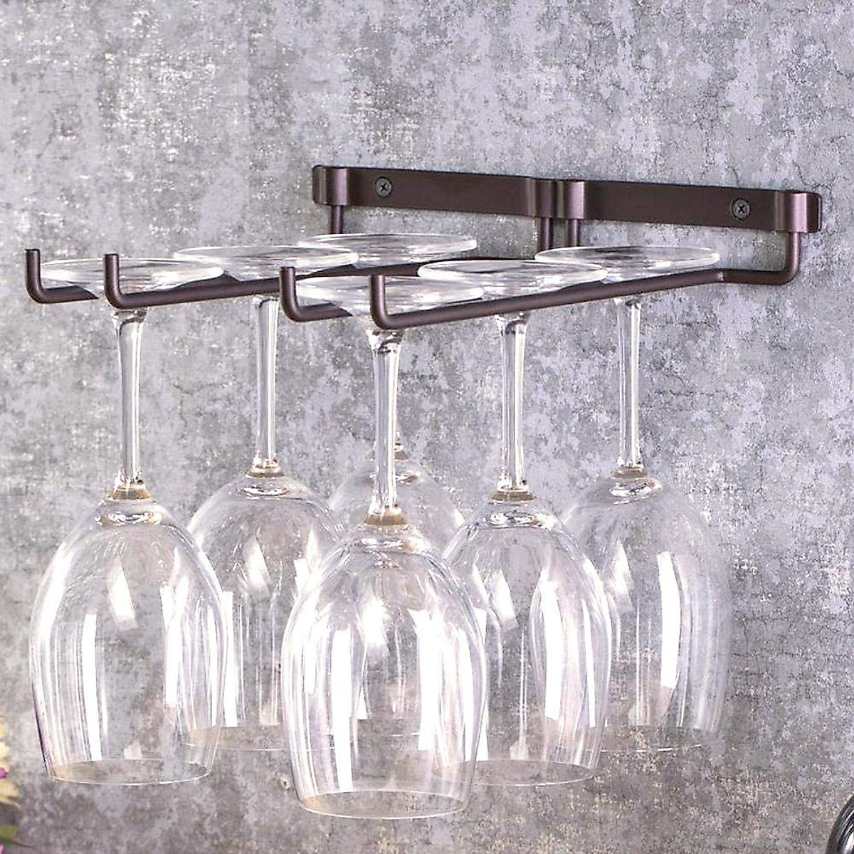 Wine Glass Rack Holder, Double Wall Mountable Stemware Storage Hanger for Kitchen or Bar
