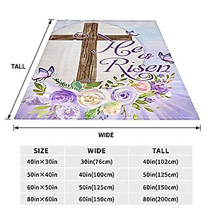 Gaotaju Flannel Fleece Blanket 40"X30" ，Easter Flag He is Risen Religious Sofa Throw Blanket Funny Ultra-Soft Travel Spring Blankets for Adult Keep Warm