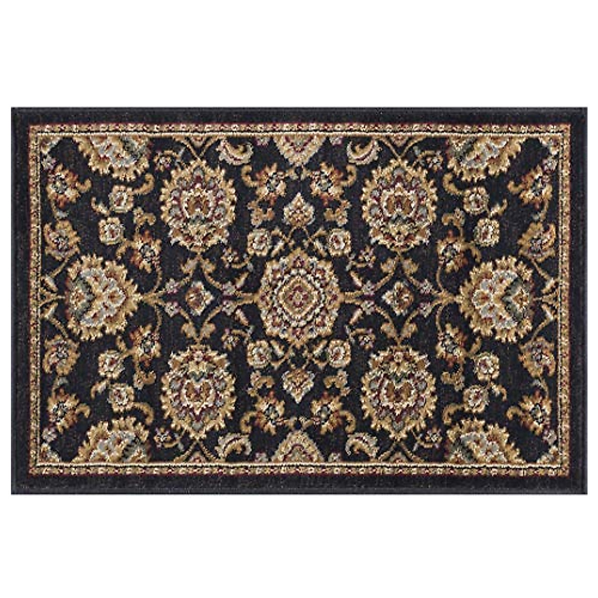 Charlotte Traditional Oriental Black Scatter Mat Rug, 2' x 3'