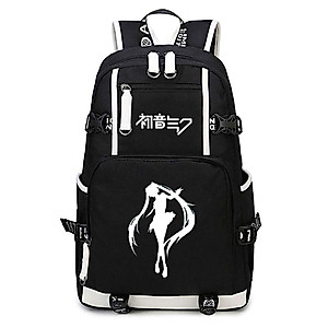 WANHONGYUE Hatsune Miku Luminous Laptop Backpack Rucksack Book Bag Casual Dayback Black-3