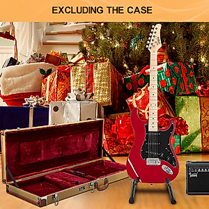 GLARRY 39" Full Size Electric Guitar for Music Lover Beginner with 20W Amp and Accessories Pack Guitar Bag (Red)