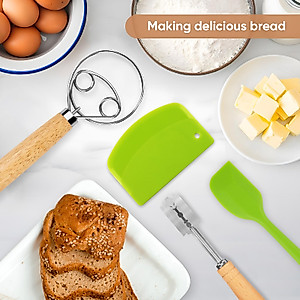 Danish Dough Whisk - Bread Whisk, Dutch Whisk for Dough, With Dough Scraper Bread Cutter, Bread Lame Dough Scoring Tool + 5 Blades and Case, Bread Making Tools