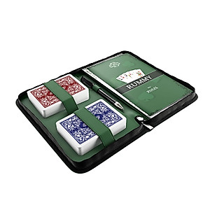 Bullets Playing Cards, Rummy Set in Imitation Leather Pouch (German Index), Including Plastic Playing Cards, Game Rules with 15 variants of Rommee, Short Rules, Pen and pad