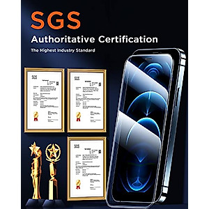 DIMONCOAT [4+2]Pack [Auto Alignment Kit] Screen Protector Compatible iPhone 12 Pro Max 6.7'' with Camera Lens Protector 10X Military Protection 12 Pro Max Diamonds Hard Tempered Glass Film Bubble Free