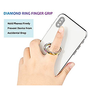 lenoup Iridescent Glitter Bling Bling Phone Ring Holder,Sparkle Phone Ring Artificial Diamond Stand,Rhinestone Cell Phone Finger Ring(Rainbow)