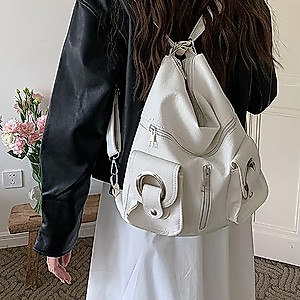 Faux Leather Tote Bag for Women - Large Capacity Shoulder Hobo Handbag Work Purse