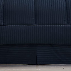 Queen Comforter Set 8 Piece Bed in a Bag with Bed Skirt, Fitted Sheet, Flat Sheet, 2 Pillowcases, 2 Pillow Shams, Queen, Dobby Navy