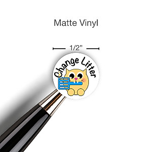 Change Cat LItter Planner Sticker / 54 Fun Vinyl Stickers (1/2”) / Pet Kitty Cat Litterbox Maintenance Care Reminder/Chores/Essential Productivity Life Planner (Matte Vinyl, 1 Sheet)