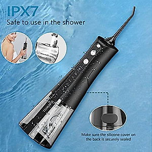 TUREWELL Water Flosser, 300ML Portable Water Teeth Cleaner with 6 Modes, IPX7 Waterproof Oral Irrigator, Waterpick for Travel/Home/Braces (Black)