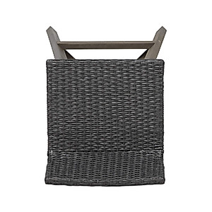 GDFStudio Outdoor Acacia Wood & Wicker Barstools (Set of 2), Gray