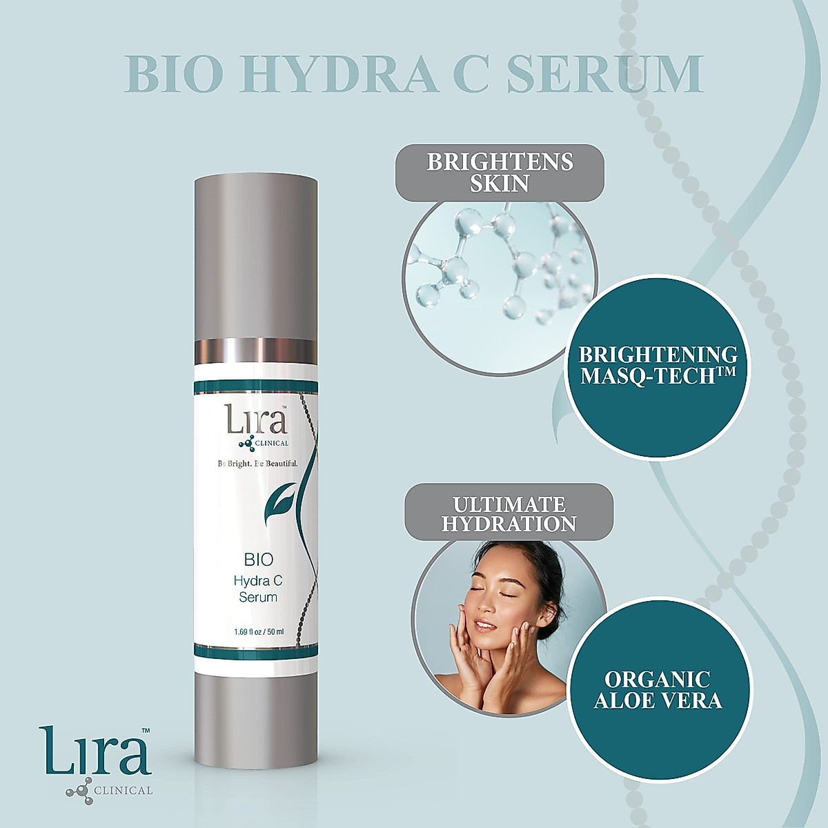 Lira Clinical BIO Hydra C Serum - Vitamin C Serum for Face - Anti Aging Serum with Plant Stem Cell and Antioxidants - Perfect Hydrating Face Serum for Dry Skin, Dehydrated, and Sensitive - 50 ml