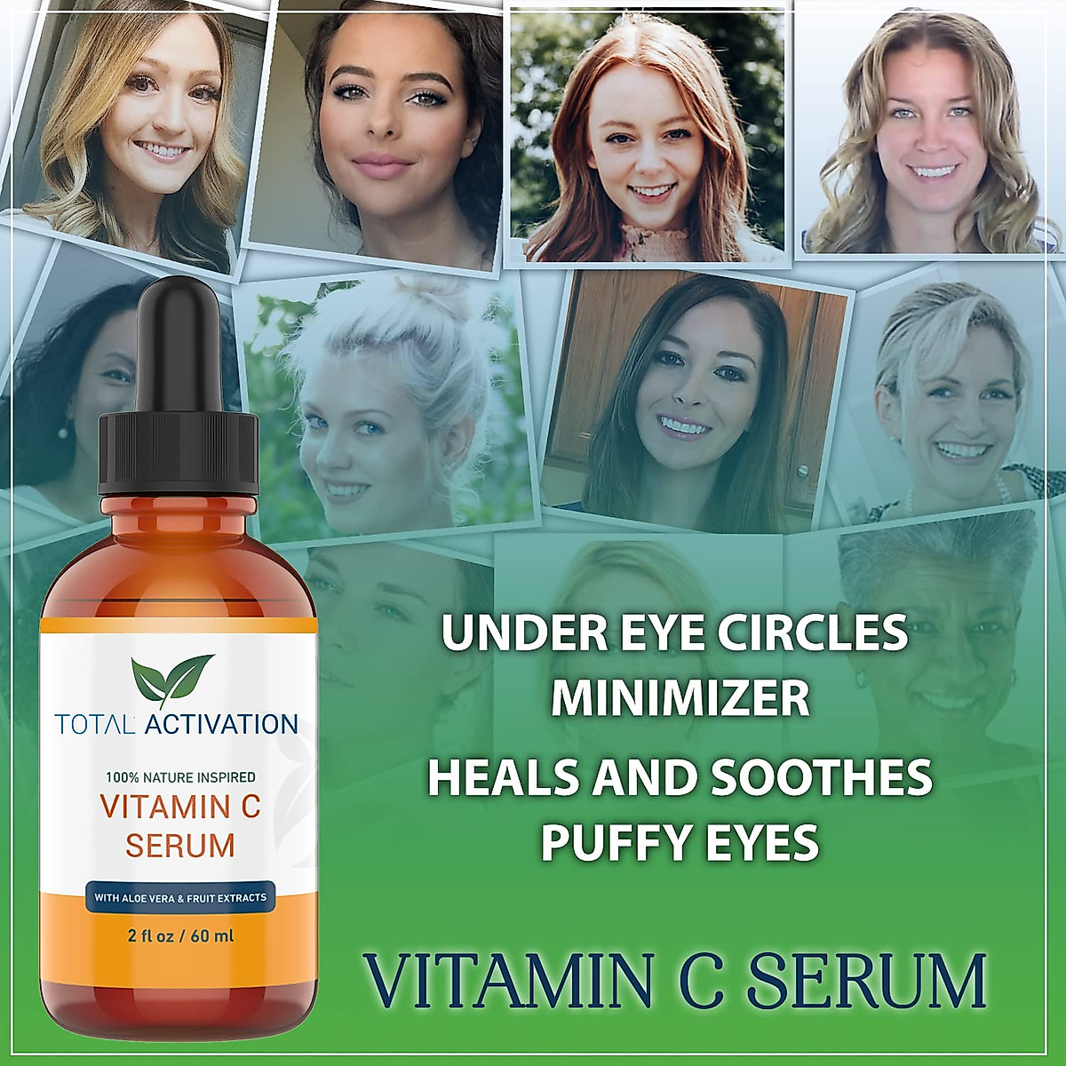 Vitamin C Serum with Aloe Vera & Vitamin E, Anti-Oxidant, Anti Wrinkle, Anti Aging, Skin Nourishment Day and Night Boost Collagen Production Fine Lines Soothing Hydration 2oz