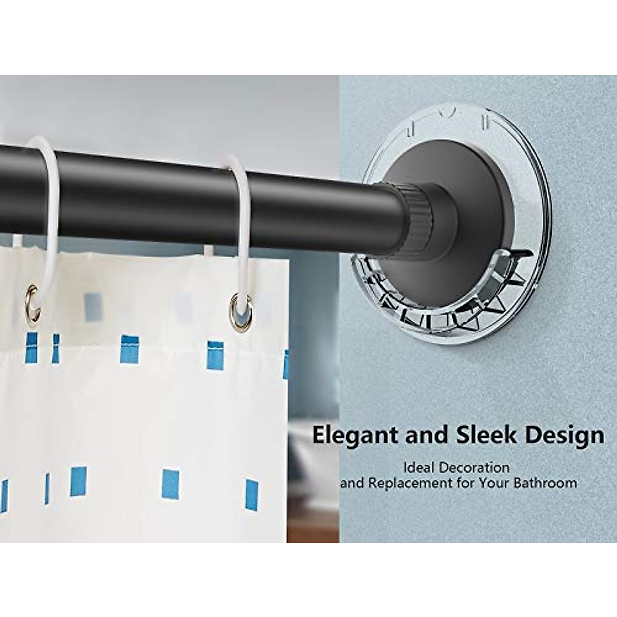 FEATCH 2 Pack Shower Curtain Rod Mount Holder, 4 Inch Universal Acrylic 3M Adhesive Wall Mount Holder for Shower Curtain Rod (Shower Curtain Rod Not Included) … (Transparent)