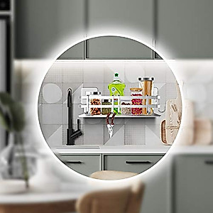 HomeGoGo Shower Caddy Bathroom Shelf, Bathroom Storage Organizer with Adhesive, No Drilling Rustproof Food Storage Basket, Kitchen Spice Racks, Silver