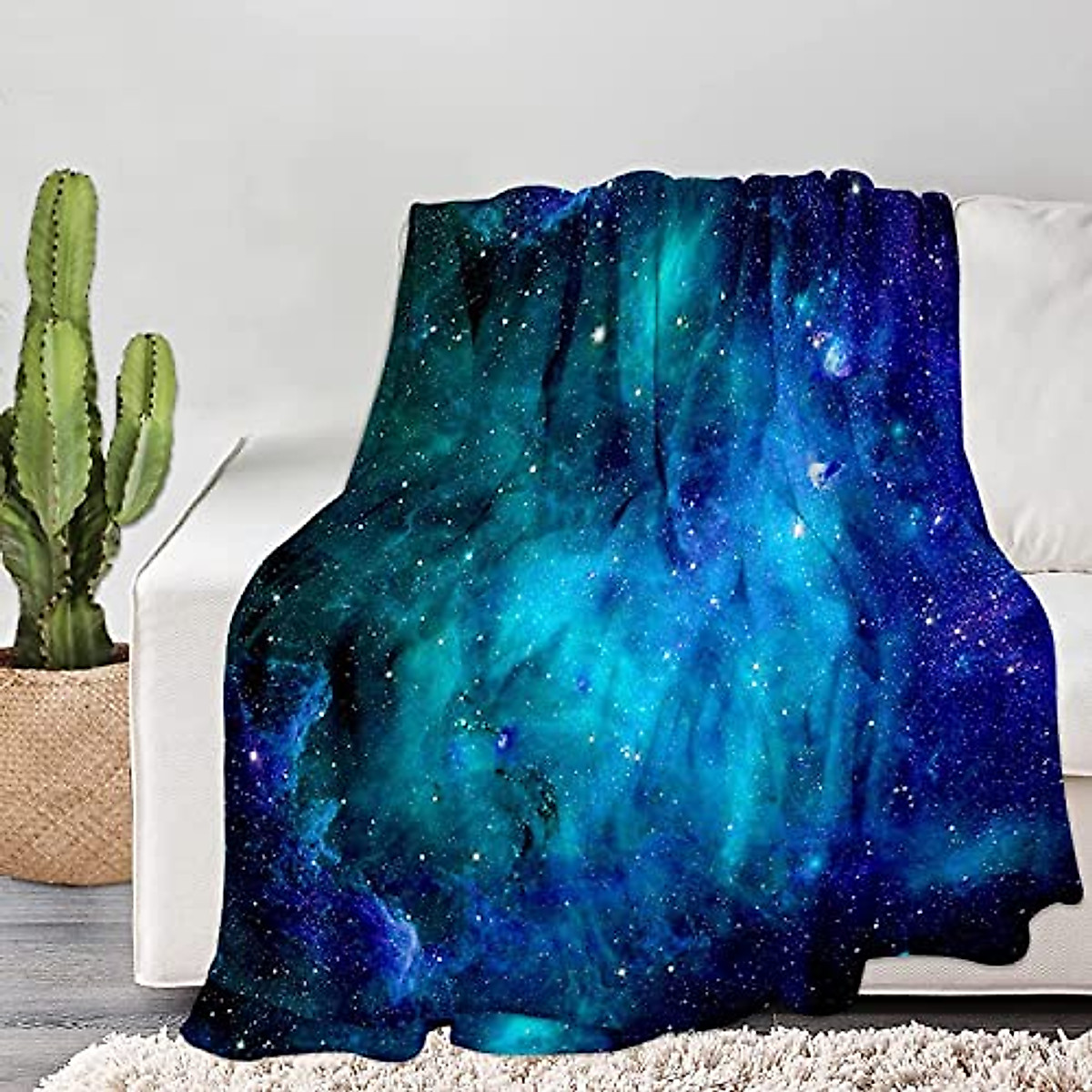 Space Galaxy Blanket, Soft Warm Fuzzy Fleece Plush Blanket 60''x50'', Smooth Cozy Flannel Throw Blanket for Bed/Couch/Office/Camping