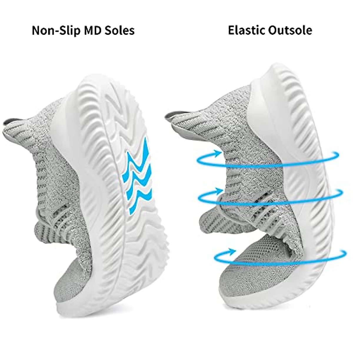 Akk Men's Running Shoes Walking Tennis Gym Sneakers Slip On Memory Foam Lightweight Shoes Grey 14