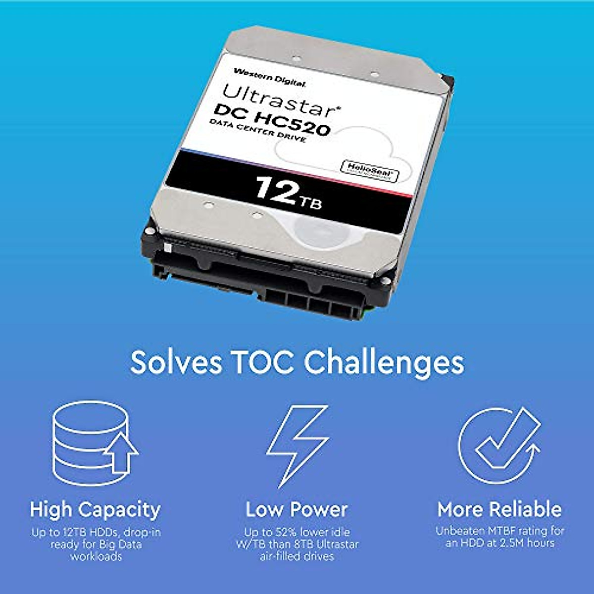 HGST - WD Ultrastar DC HC520 HDD | HUH721212ALE600 | 12TB 7.2K SATA 6Gb/s 256MB Cache 3.5-Inch | ISE 512e | 0F30144 | Helium Data Center Internal Hard Disk Drive (Renewed)