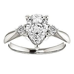 925 Silver, 10K/14K/18K Solid Gold Handmade Engagement Ring, 3 CT Pear Cut Moissanite Solitaire Ring, Wedding Ring for Women/Her, VVS1 Colorless, Anniversary Promise Gifts (14K Solid White Gold)