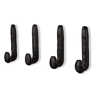 Rustic State Puntal Wall Mount Cast Iron Hooks Coat Towel Bag Hat Hanger Multiuse Entryway Railroad Spike Rack Black Set of 4