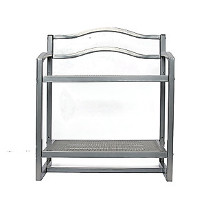 Household Essentials 2-Tier Metal Wall Mount Bathroom Storage Rack, Silver