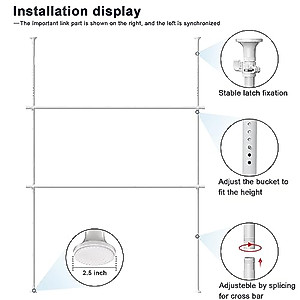 HOSKO Floor to Ceiling Clothes Rack, 2-Tier Adjustable Clothing Rack, Heavy Duty Free-Standing Garment Racks for Hanging Clothes, Tension Rod Garment Rack Closet Organizer System, White
