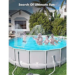 Pool Fountain - Dual Spray Water Fountains for Above Ground/Inground Pools, 2-in-1 Adjustable Waterfall Pool Sprinkler Fountain for Cooling (for in-tex & for Best-Way & Hay-Ward & Cole-Man)